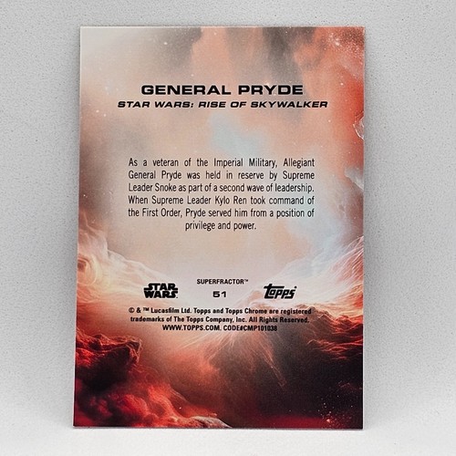 2025 Topps Chrome Star Wars General Pryde #51 Superfractor 1/1 (1: ...