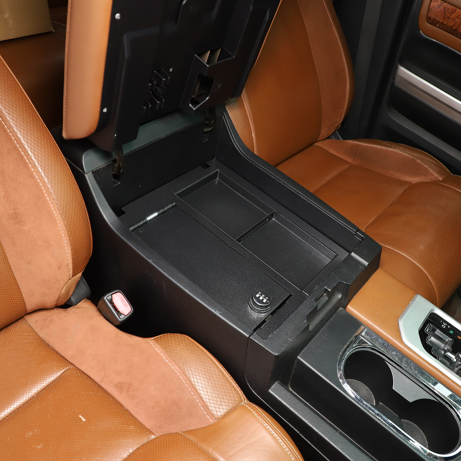 For TOYOTA Tundra 14-2020 2021 Center Console Safe GUN Storage Lock Box ...
