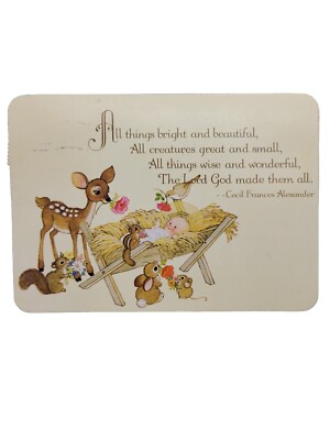 Postcard Christmas Greetings Religious Animals Baby | eBay
