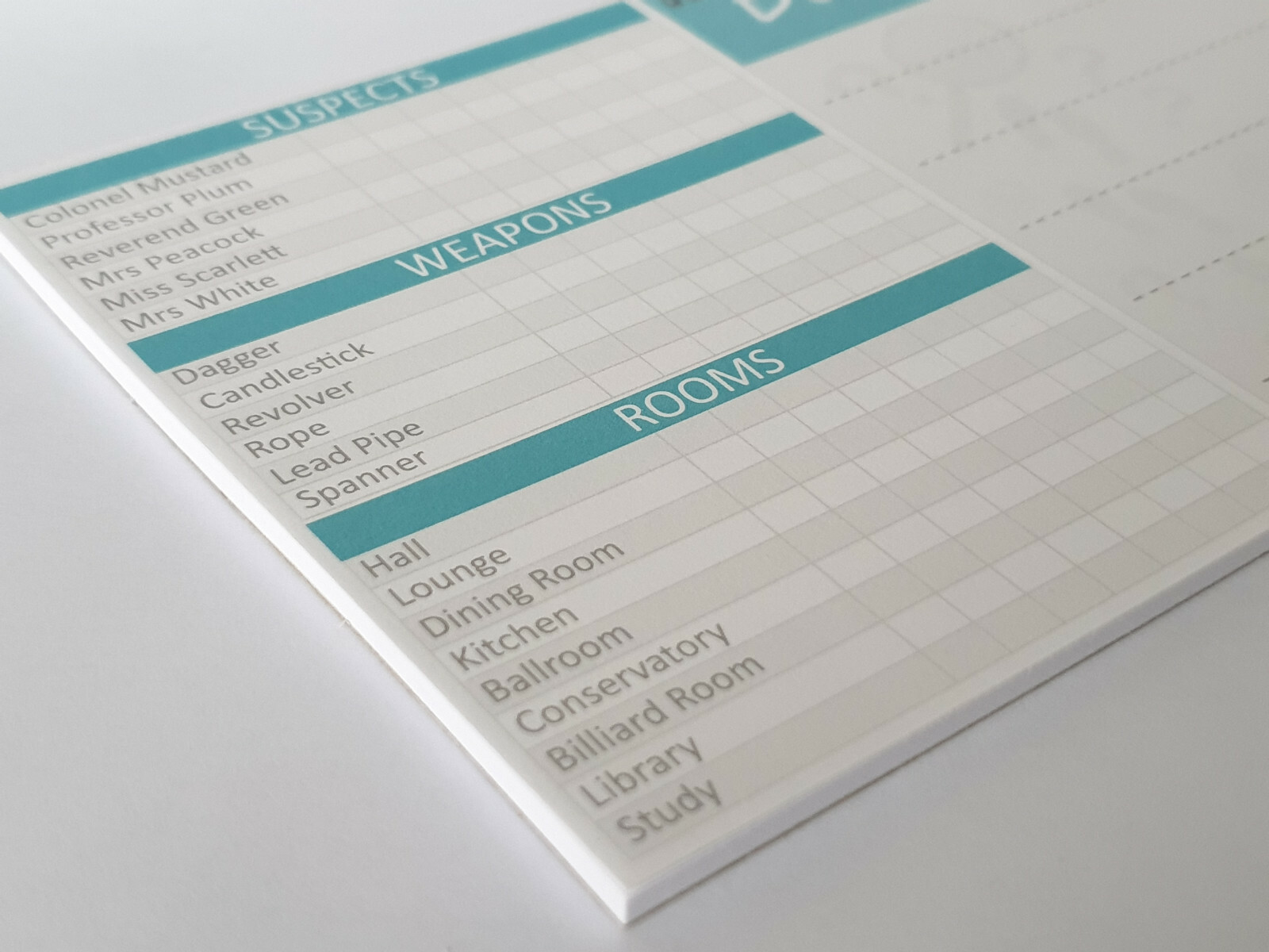 Cluedo Detective Notes Note Pad (25 sheet pad) - Spare Parts | eBay UK