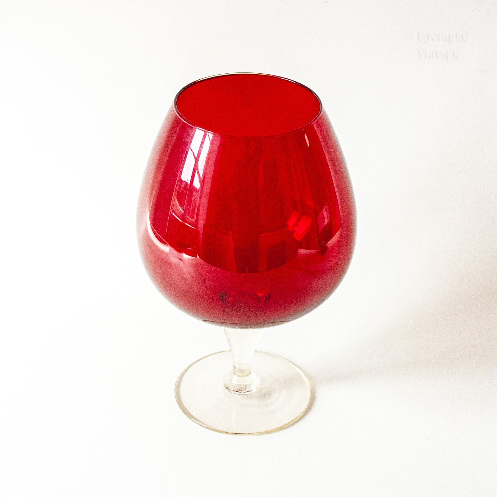 Italian Vintage 1960s/70s Empoli Ruby Red Glass Optic Brandy Balloon ...