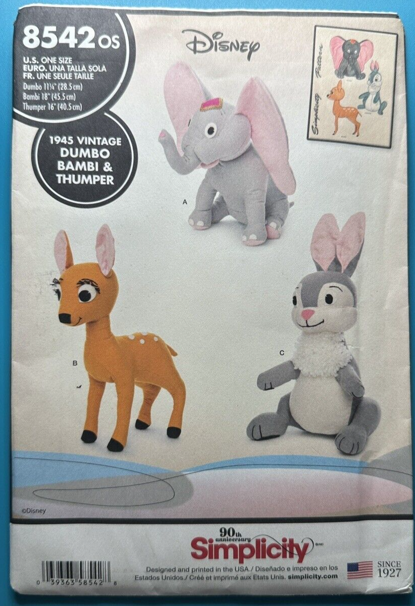 Disney Pattern Retro Vintage Repro Simplicity 8542 90th Anni Dumbo ...