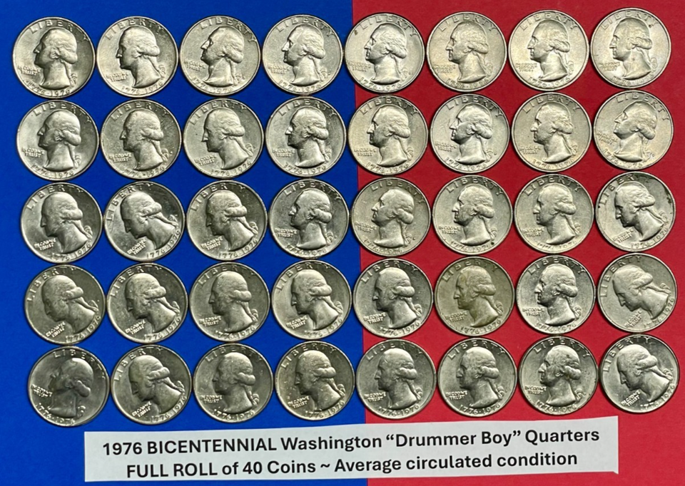 1976 Bicentennial Drummer Boy Quarters Full Roll of 40 LIGHTLY ...
