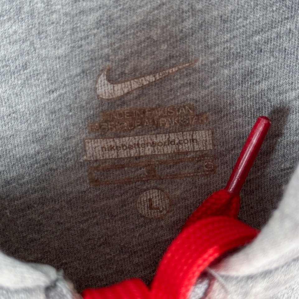 Vintage Nike Grey Hoodie Embroidered Spell Out Full Zip Up Womens Large ...