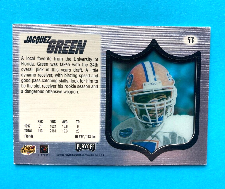 Jacquez Green 1998 Playoff Draft Pick "98 Absolute SSD" RC #53 Tampa ...