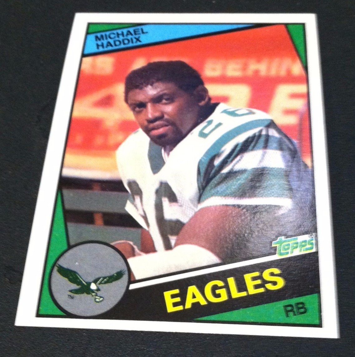 Michael Haddix 1984 Topps Football Factory Error Blank Back Card Eagles ...