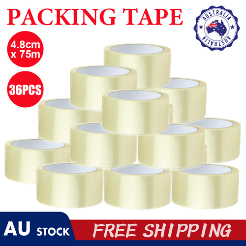 36 Rolls Clear Sticky Packing Tape 48mm*75m Sealing Carton Packaging ...