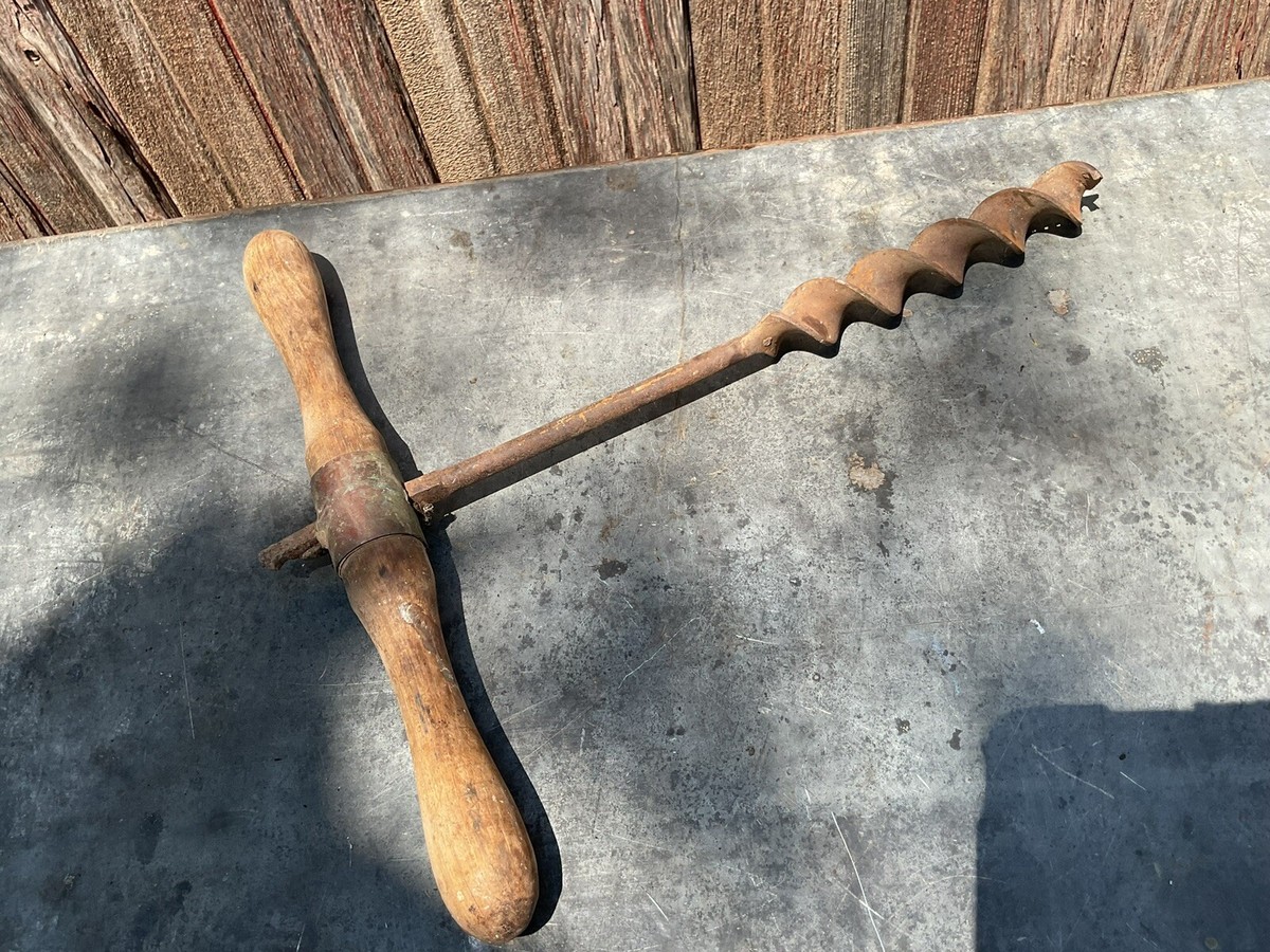 Antique Hand Auger Drill Antique Auger Drill Isolated On White Stock
