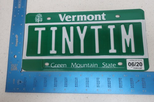 Vermont VT License Plate Vanity 2020 Tim Timothy Tiny Christmas Scrooge ...
