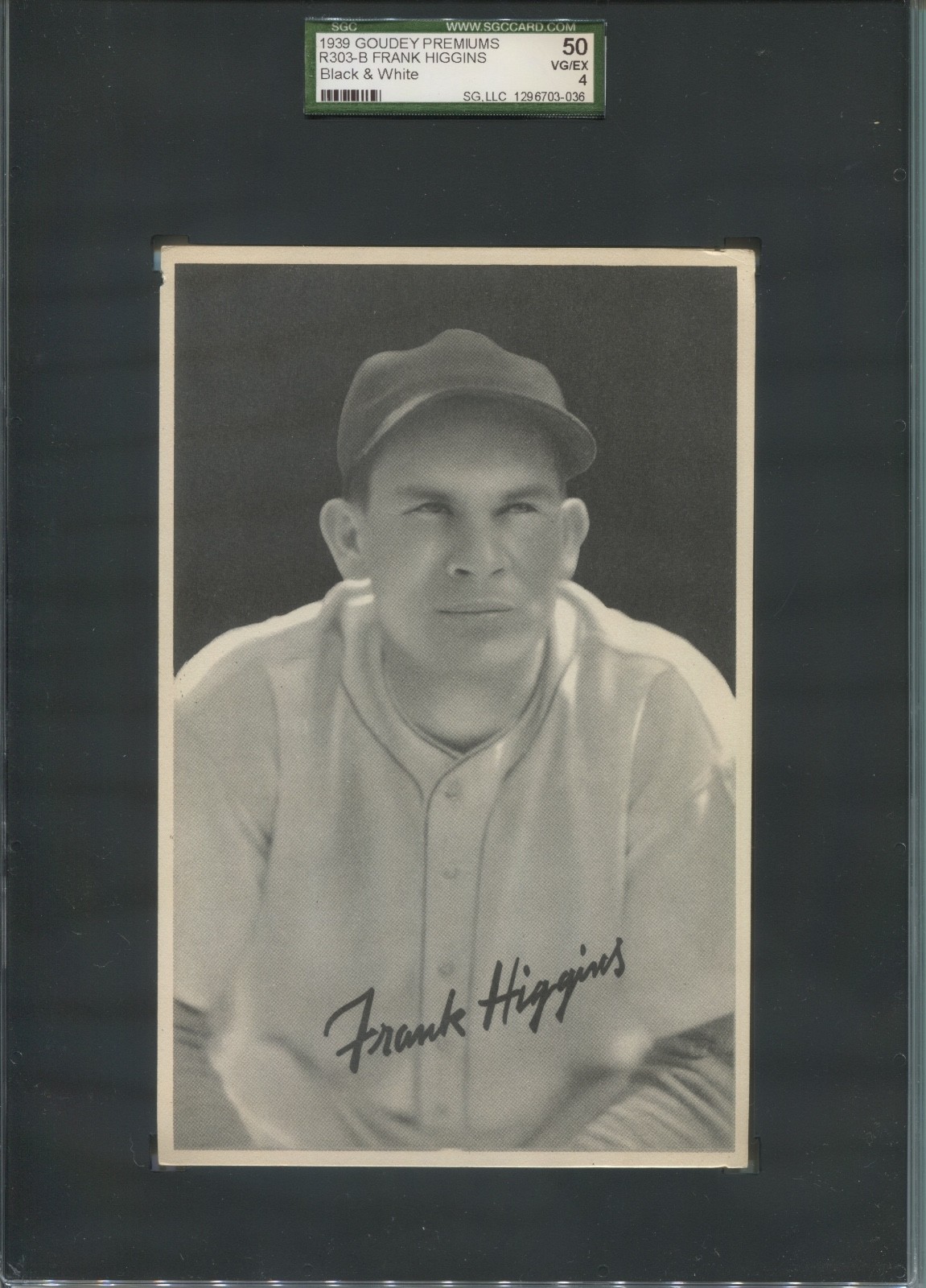 1939 GOUDEY PREMIUMS FRANK HIGGINS R303-B SGC 4 VG/EX | eBay