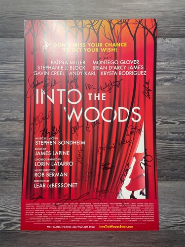 CAST SIGNED, INTO THE WOODS, BROADWAY WINDOW CARD/POSTER | eBay