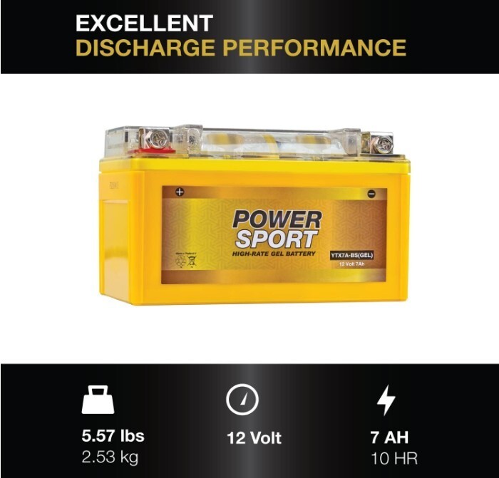 YTX7A-BS Gel Replacement Battery for Gas Gy6 Scooter Moped 50CC 125CC ...