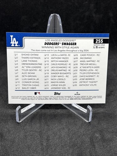 2025 Topps Series 1 Dodgers Swagger Silver Foil Board Parallel #255 ...