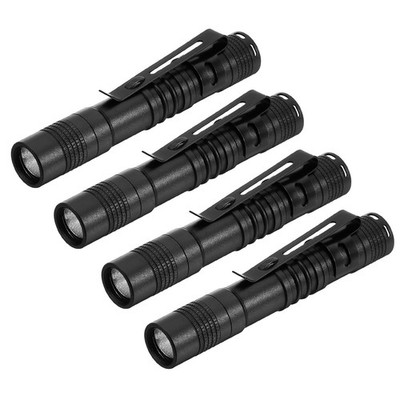 Mini Flashlight with Clip, 4 Pcs Small LED Pen Aluminum Flashlights ...