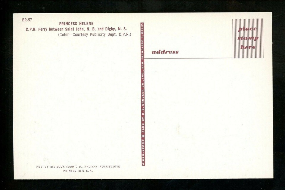 Ship chrome postcard Princess Helene CPR Ferry Saint John NB Digby NS ...