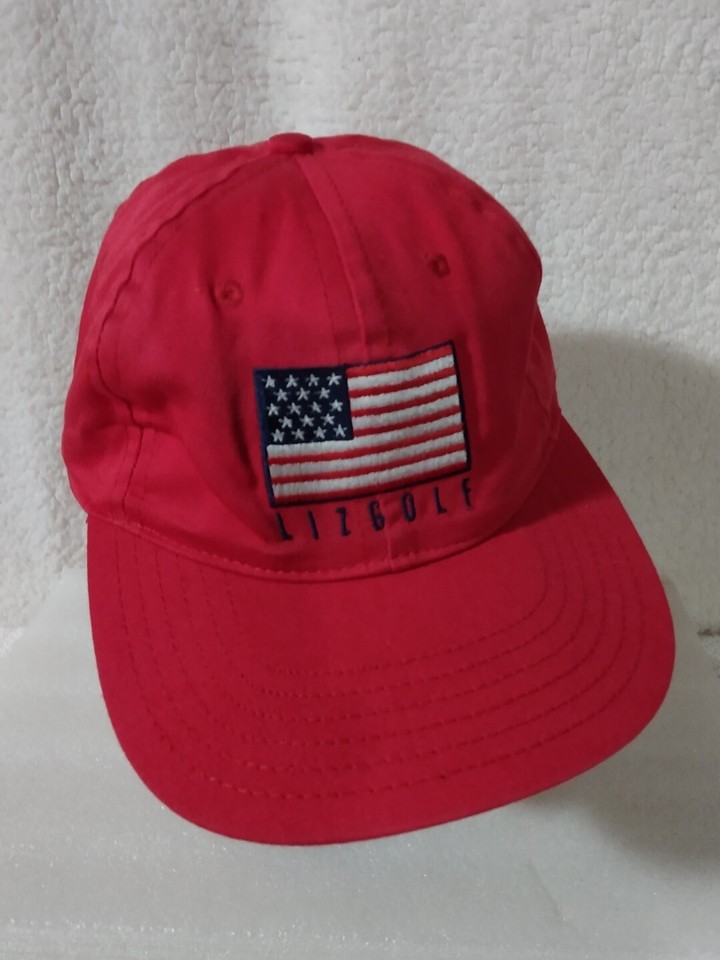 Vintage Liz Claiborne LizGolf Flag Logo Red Womens Golf Hat Cap Snap ...