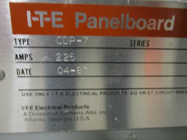 ITE Main Lug Circuit Breaker Panel Cdp-7 225a Max 42-slot 3ph 4w for ...