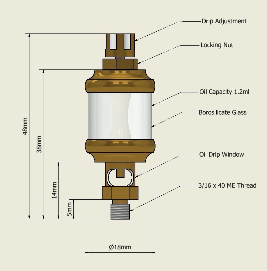 Model Live Steam Drip Feed Lubricator 3/16" x 40 TPI ME Thread | eBay UK