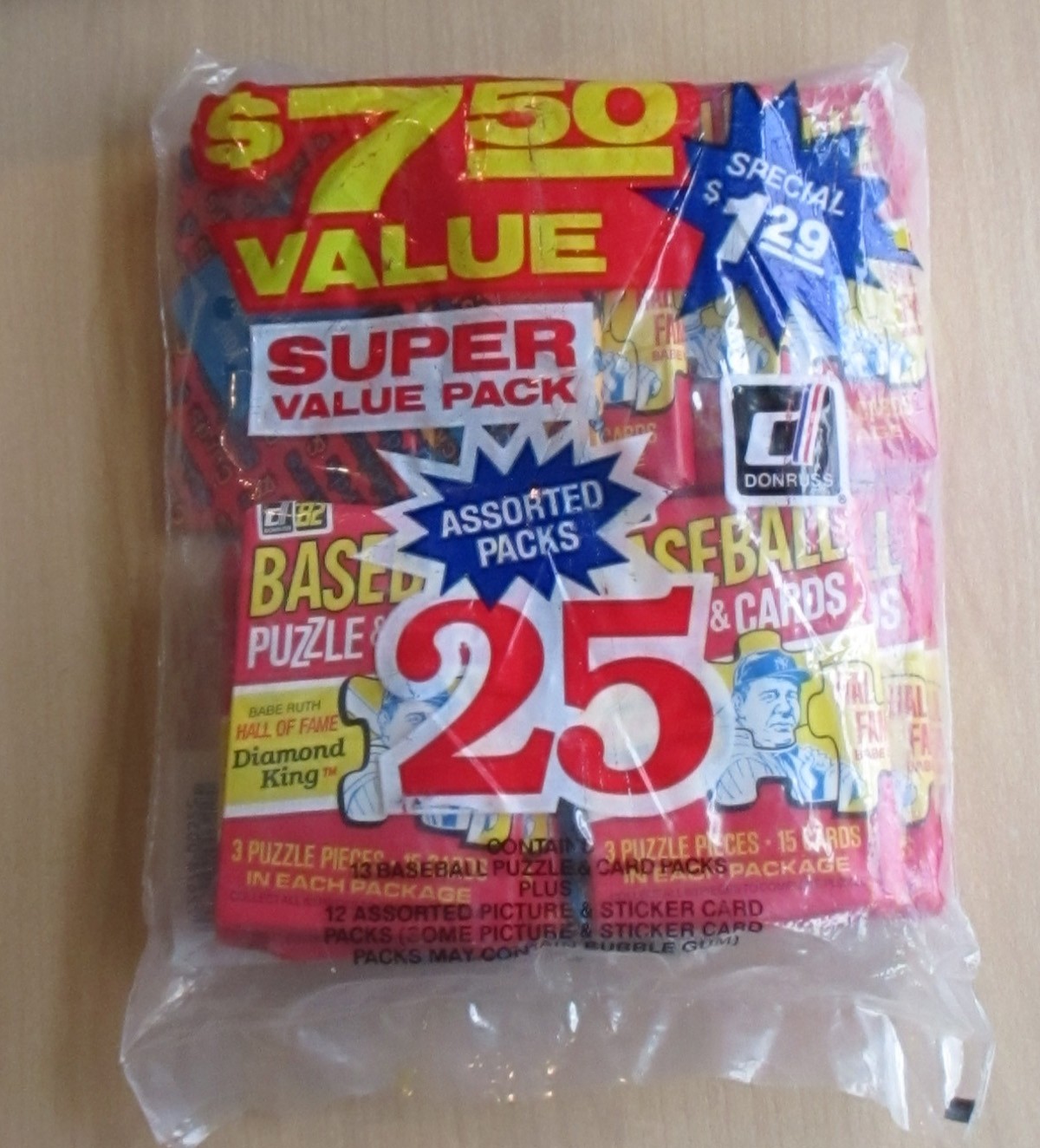 1982 Donruss Baseball sealed Fun Bag 13-pack lot + 12 unknown wax packs ...