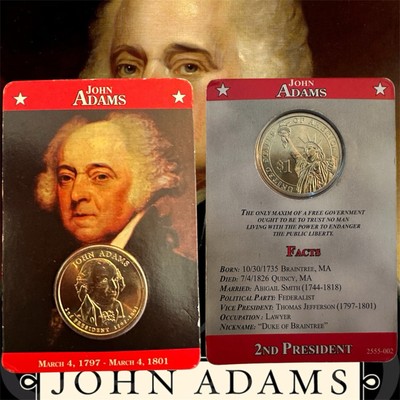 Rare 2007 John Adams Presidential 1 Dollar Coin Sealed Fact Card ...