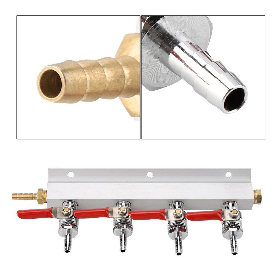 2/4 Way CO2 Gas Manifold Splitter Distributor Draft Beer with Check ...