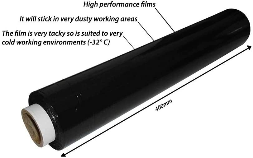 3 x BLACK STRONG ROLLS PALLET STRETCH SHRINK WRAP PARCEL PACKAGING ...