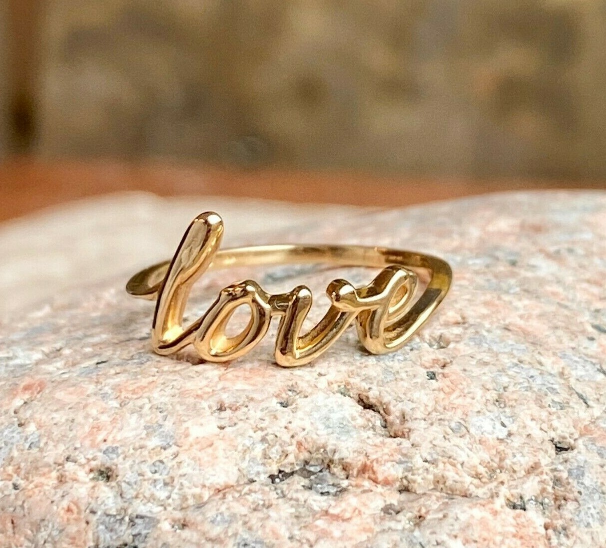 14 KT Yellow Gold "Love" Script Style Band MM Ring NEW....... LOVE WORD ...