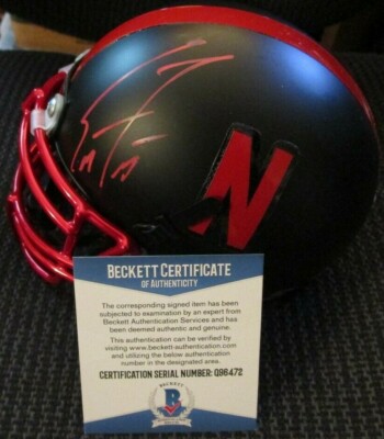 SCOTT FROST SIGNED NEBRASKA CORNHUSKERS BLACK ALT MINI HELMET BECKETT ...