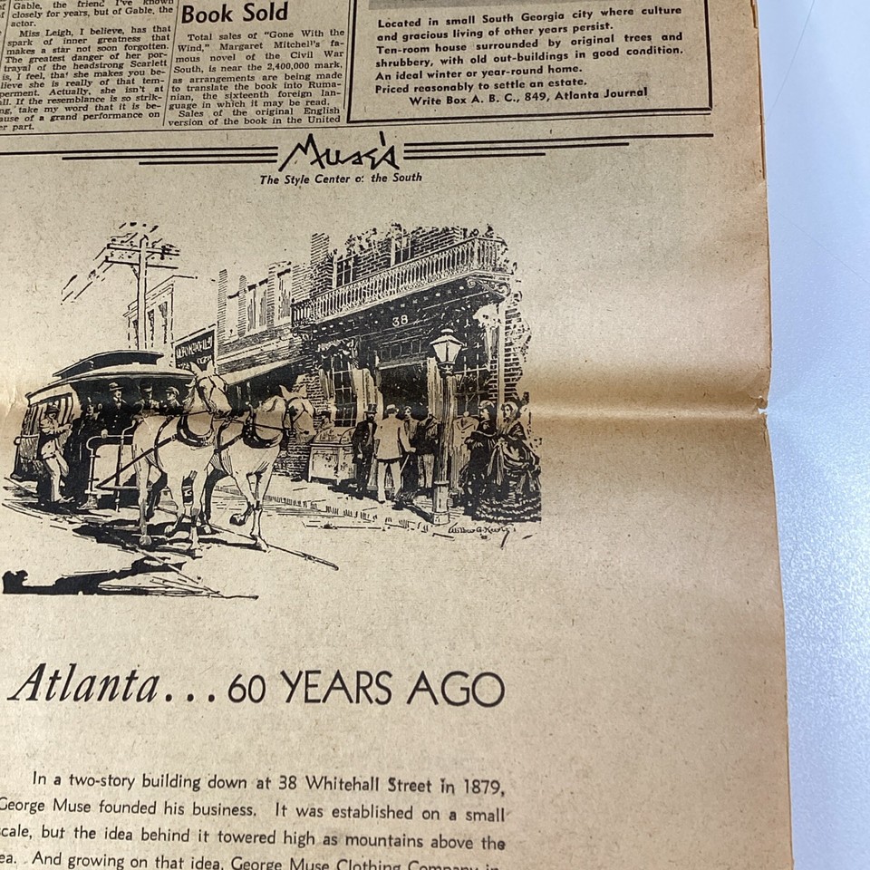 Gone With The Wind Atlanta GA Newspaper Page 1939 Dec 15 Muse’s ...