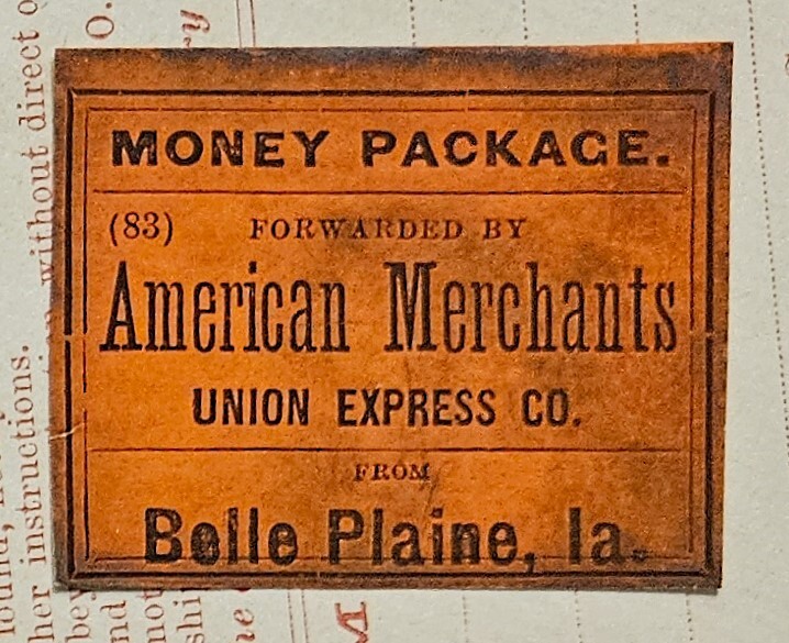 L/S US 1870 American Merchants Union Express Co AMUX-L50 Label Lot AU2 ...