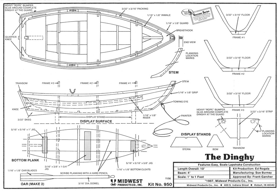 Midwest Dinghy Wooden Ship Model Kit - DIY Woodcraft, Self Assembly ...