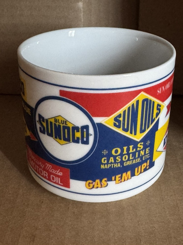 Vintage Sunoco Blue Motor Oil DX Gas Station Coffee Mug Cup Advertising ...