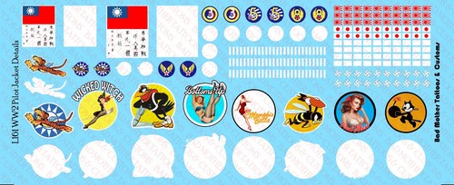 Pilot Flight Jacket Waterslide Decals for 1/12 Scale (6 inch) Action ...