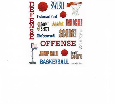18 Basketball Goal Phrase Swish Score! Sports Scrapbook Craft Stickers ...