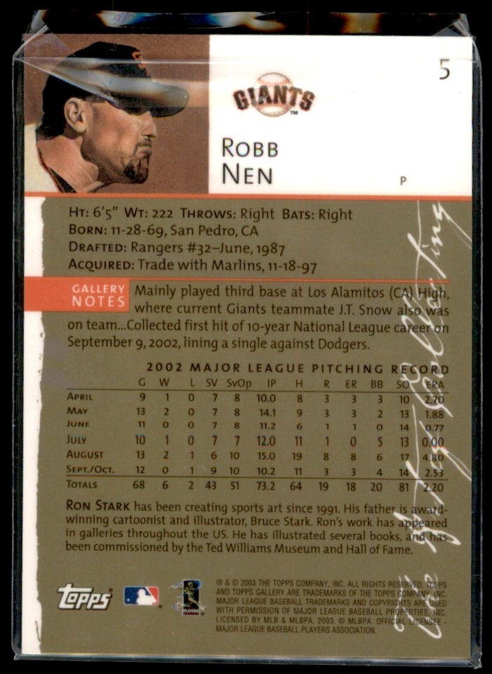 2003 TOPPS GALLERY ROBB NEN SAN FRANCISCO GIANTS #5 | eBay