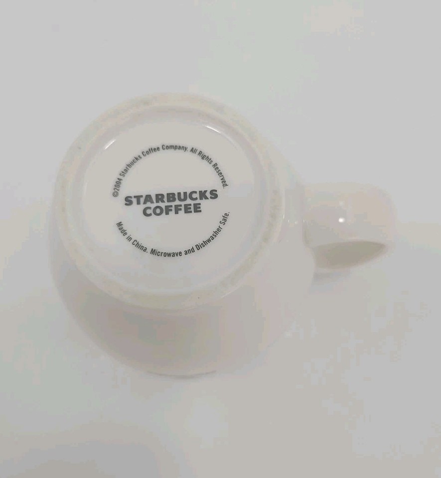 2004 Starbucks Coffee Mug Tea Cup Abbey Brown Steaming Logo White ...