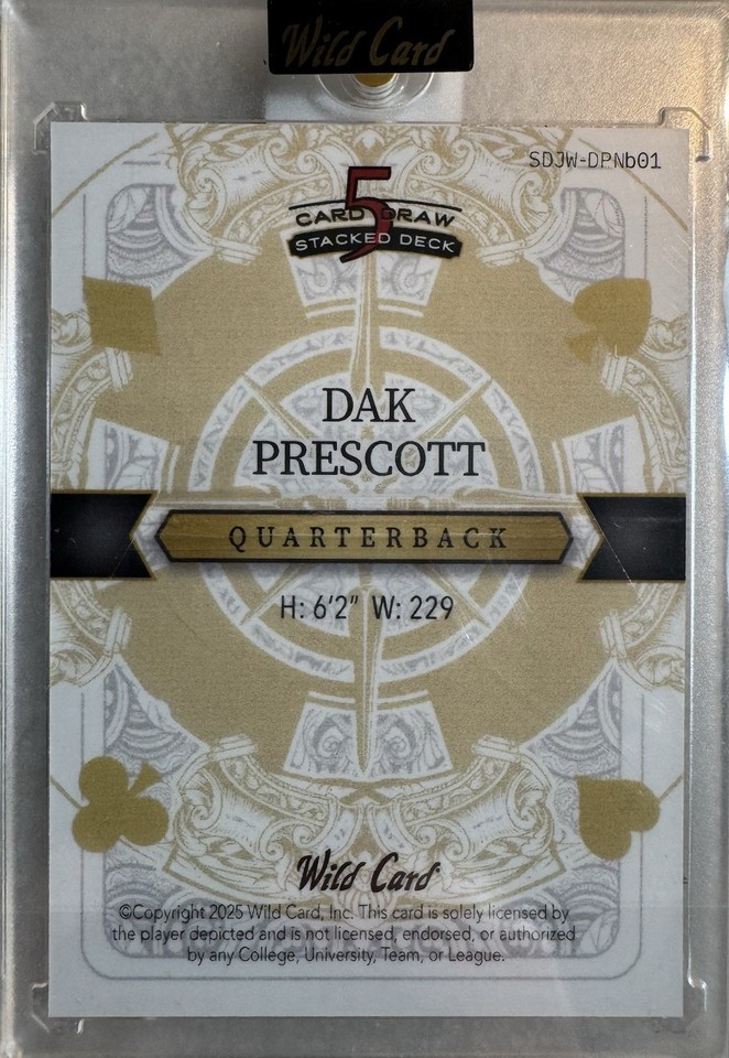 Dak Prescott-QB•2025 WC 5 Card Draw Stacked Deck•Jokers Wild-Purple ...
