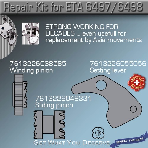 REPAIR KIT for ETA UNITAS 6497, 6498: SETTING LEVER, WINDING + SLIDING ...