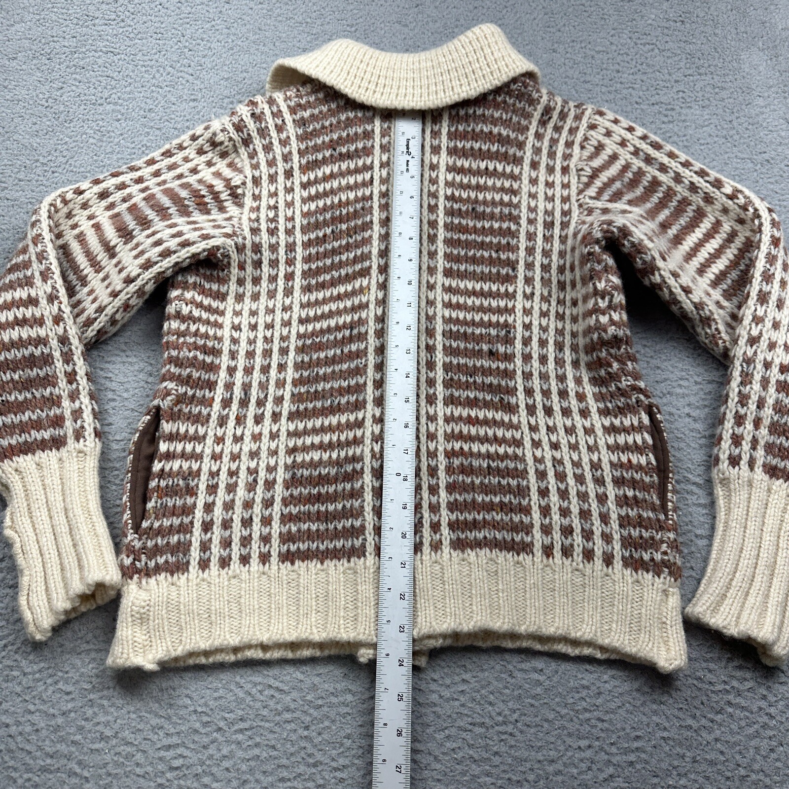 St Michael Sweater Womens Small Check Chunky Knit Wool Cardigan Made In ...