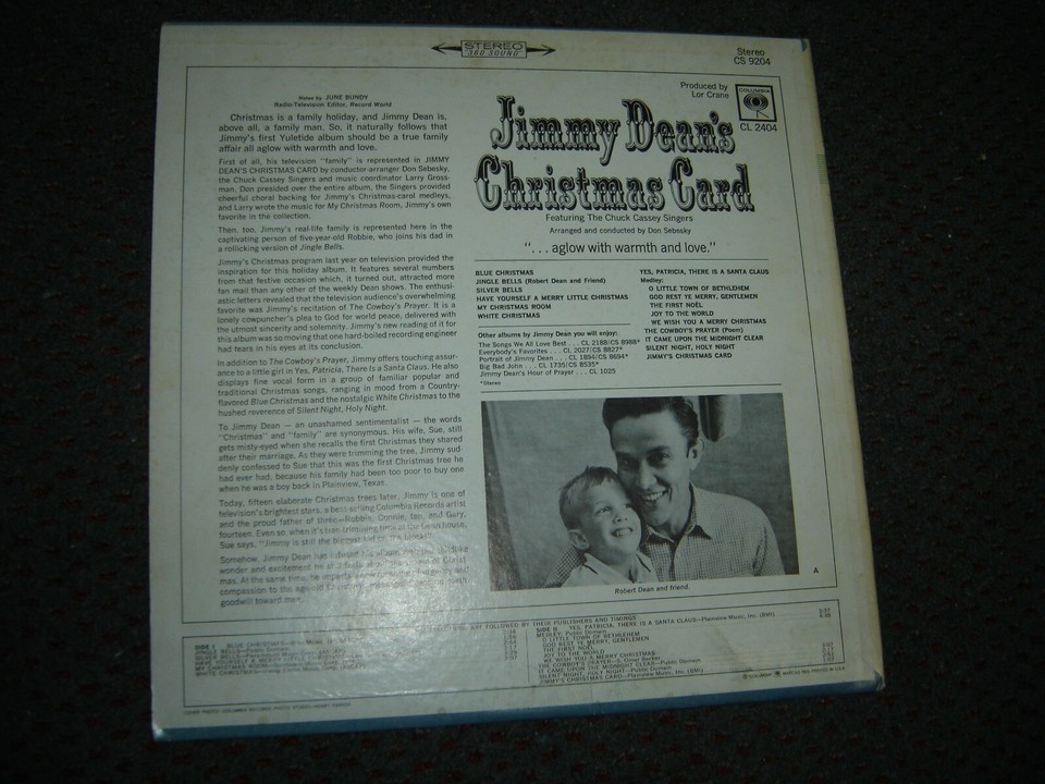 Jimmy Dean - Christmas Card 1965 USA Stereo Orig. E/VG | eBay