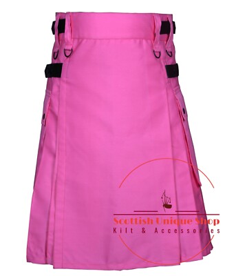 Scottish Handmade Traditional Pink Kilt Utility Kilt Hybrid kilt Men ...