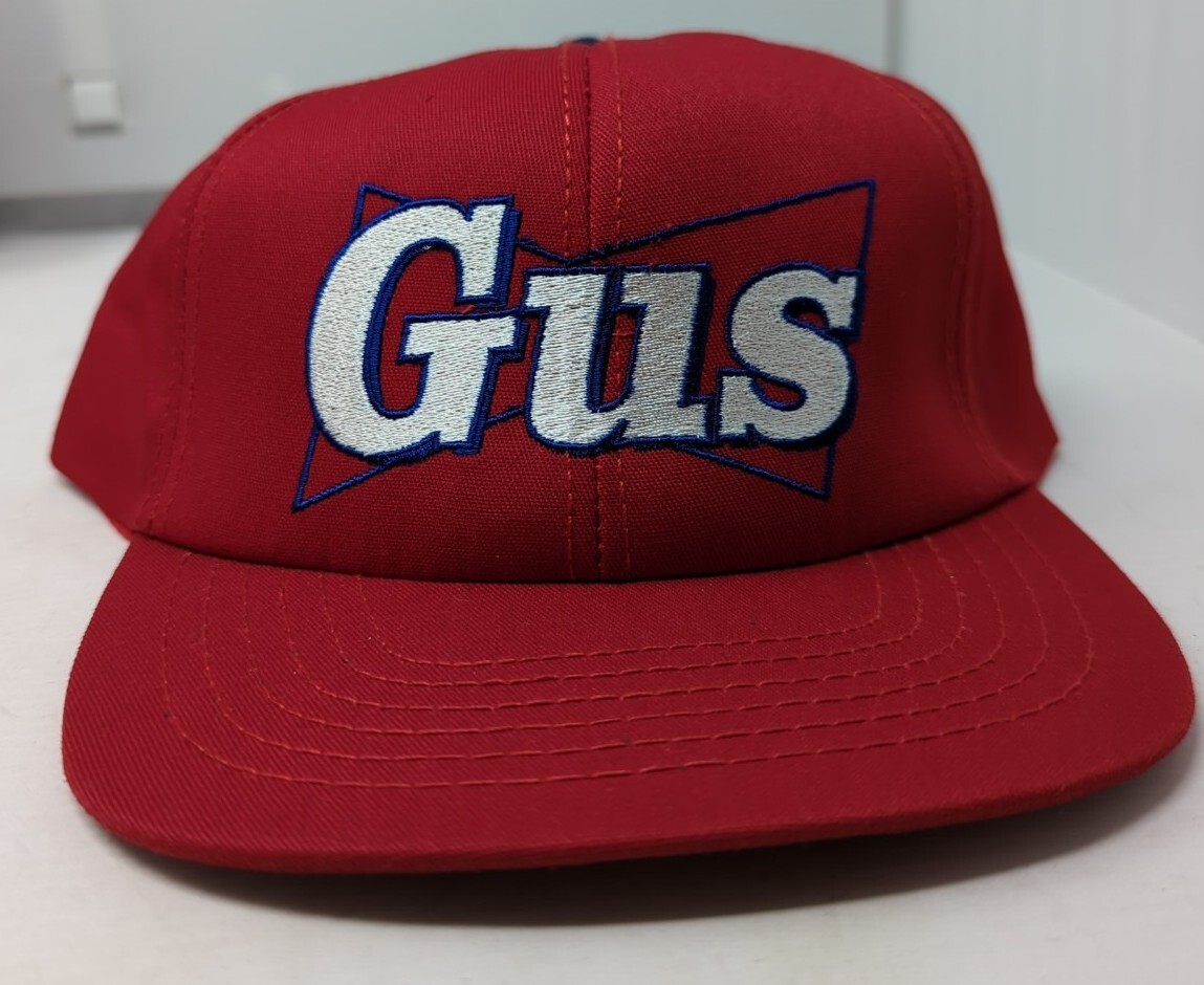 vintage budweiser gus snapback hat red stain on top - Gem