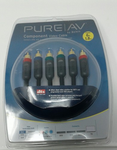 NEW BELKIN PURE AV AV21000-06 Component Video Cable 6ft 1.8m NWB NOS ...
