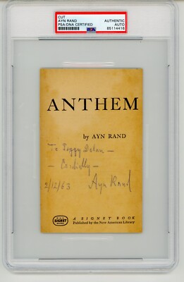 Ayn Rand ~ Signed Autographed "Anthem" Novella Title Page ~ PSA DNA ...