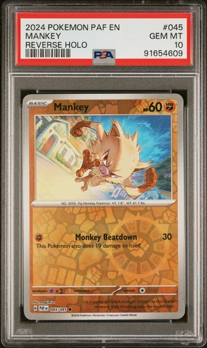 PSA 10 - 2024 Pokemon Paf En-Paldean Fates 045 Mankey | Holo Reverse ...