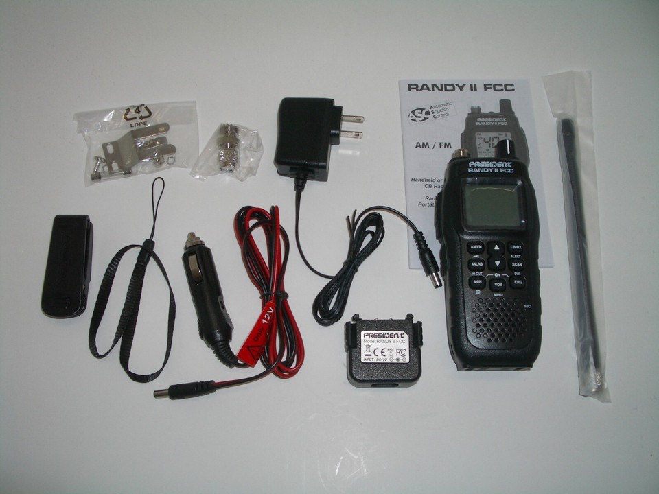 PRESIDENT RANDY II FCC AM/FM CAR/HOME CB HANDHELD WALKIE-TALKIE RADIO W ...
