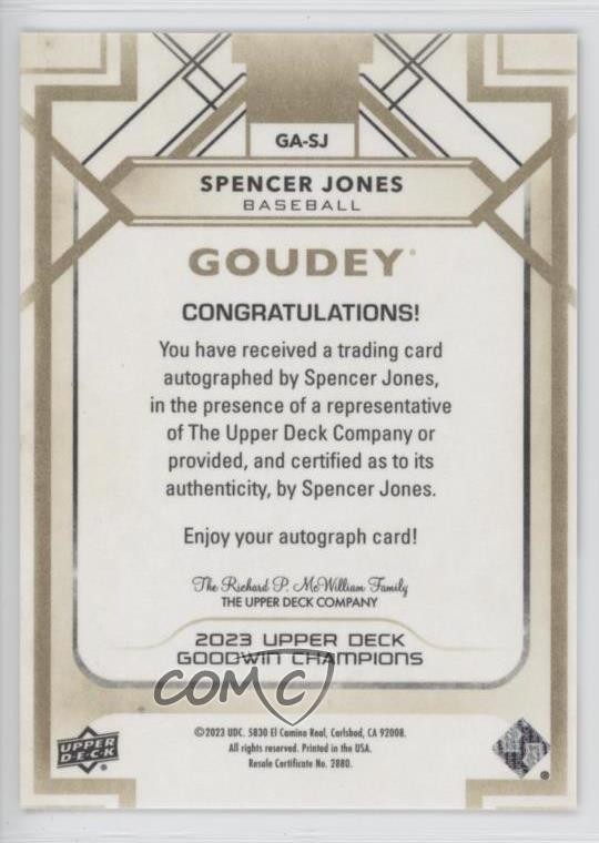 2023 Upper Deck Goodwin Champions Goudey Auto Spencer Jones #GA-SJ | eBay