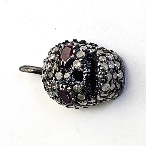 0.35ct Diamond Ruby Oxidized Skull Finding 925 Starling silver | eBay