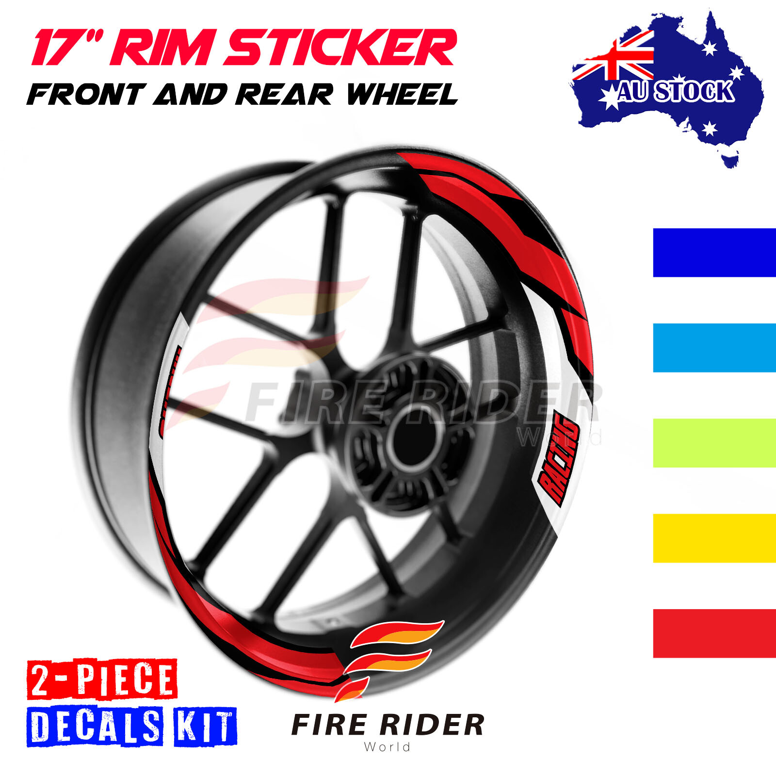 Red J07 17" Wheel Sticker Rim Decal Stripes AU For RSV1000 R RSV Mille ...