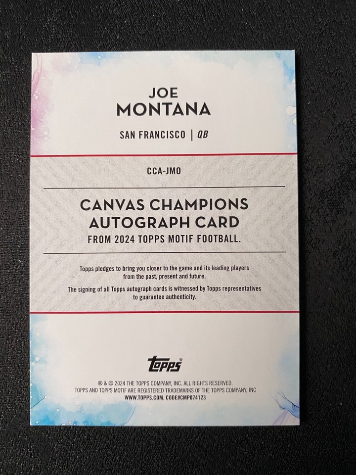 2023 Topps Motif Joe Montana Canvas Champions Auto Autograph 04/10 CCA ...